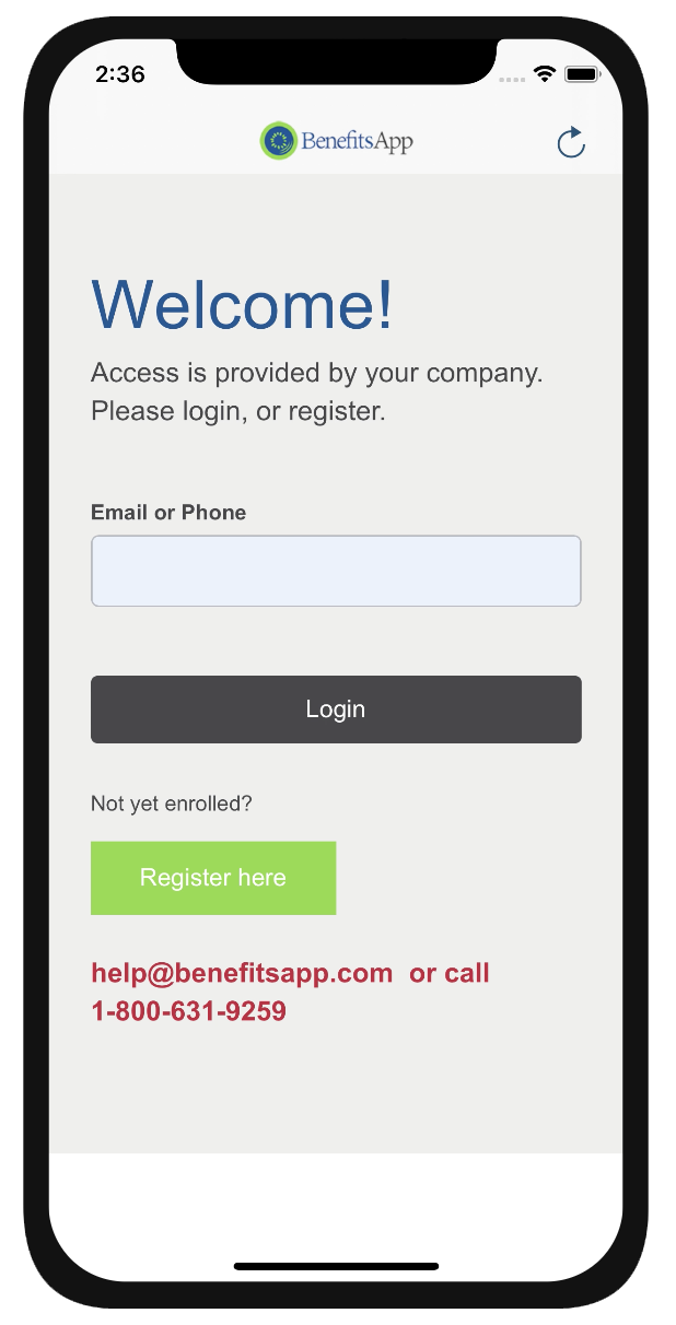 Mobile First Login - BenefitsApp